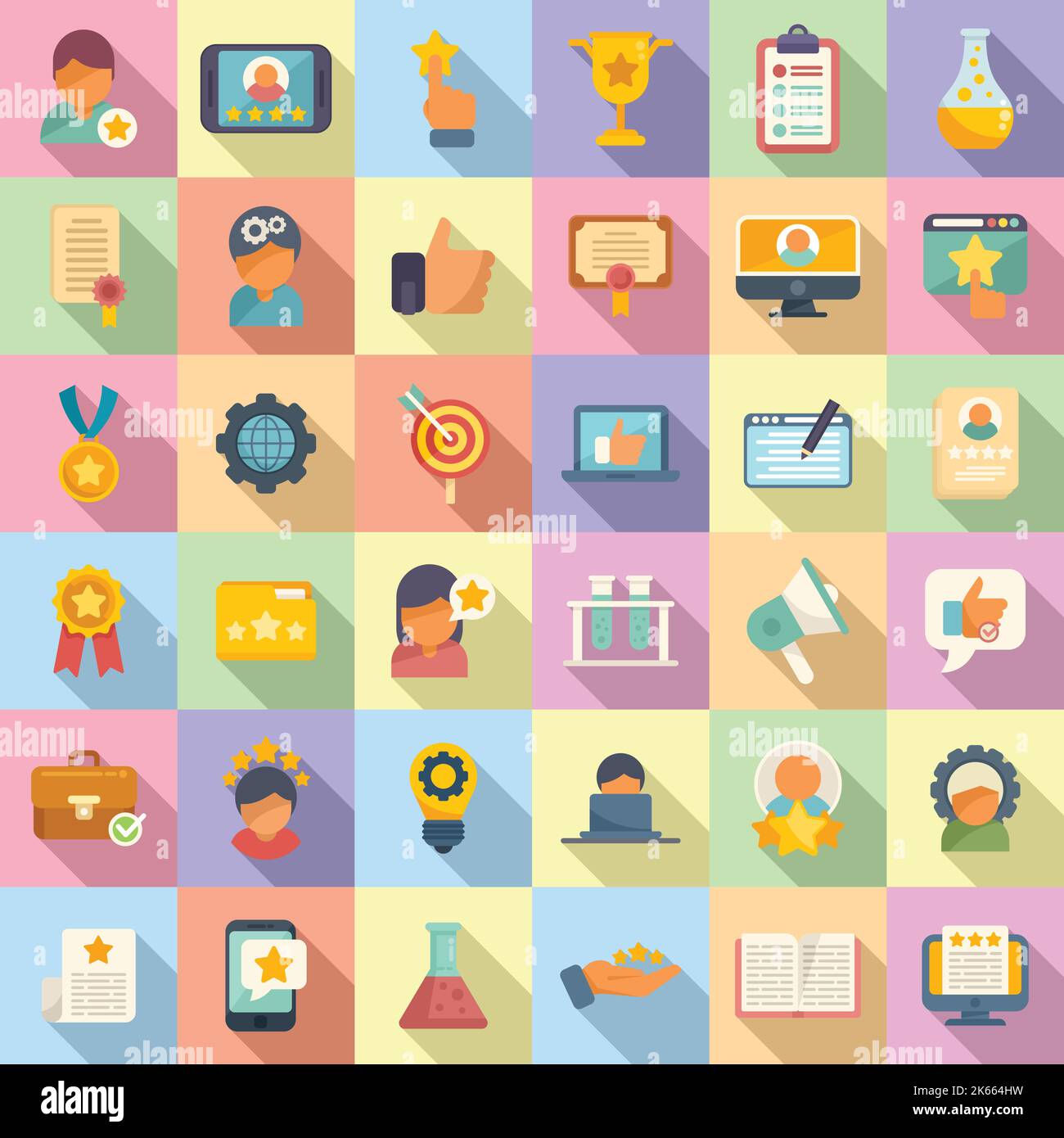 Experience icons set flat vector. Client satisfaction. Customer shake ...