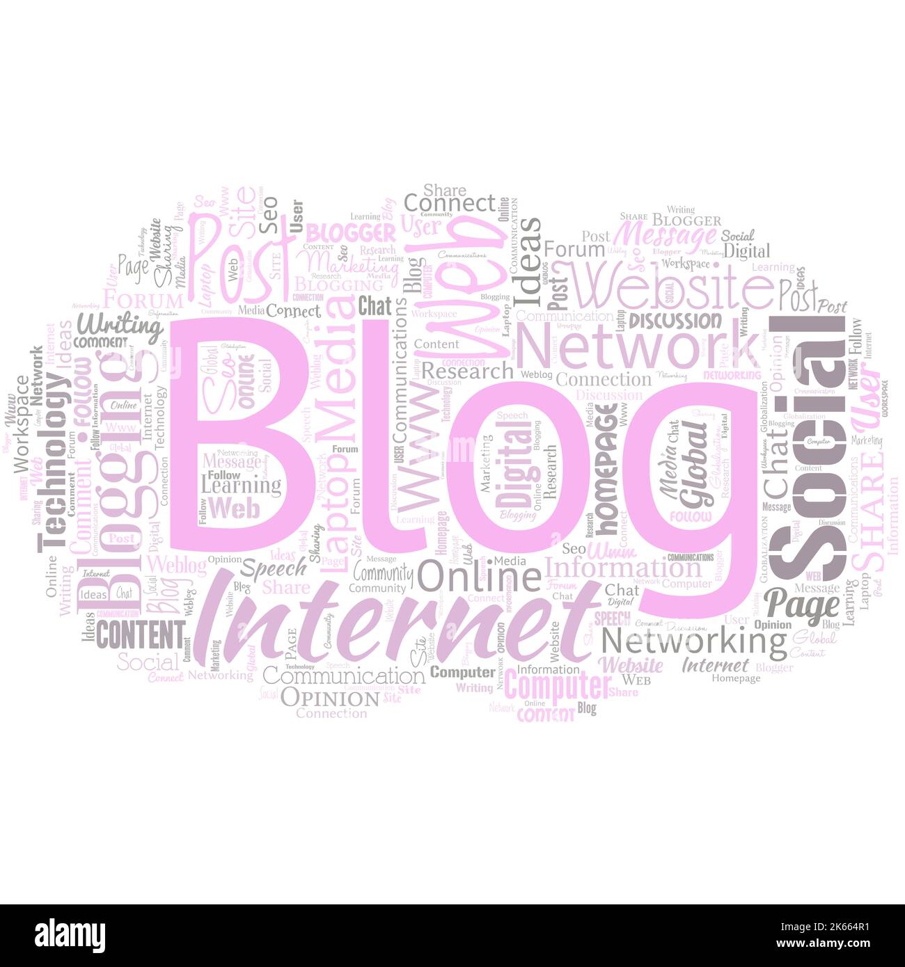 Big word cloud in the shape of cloud with word blog. A regularly ...