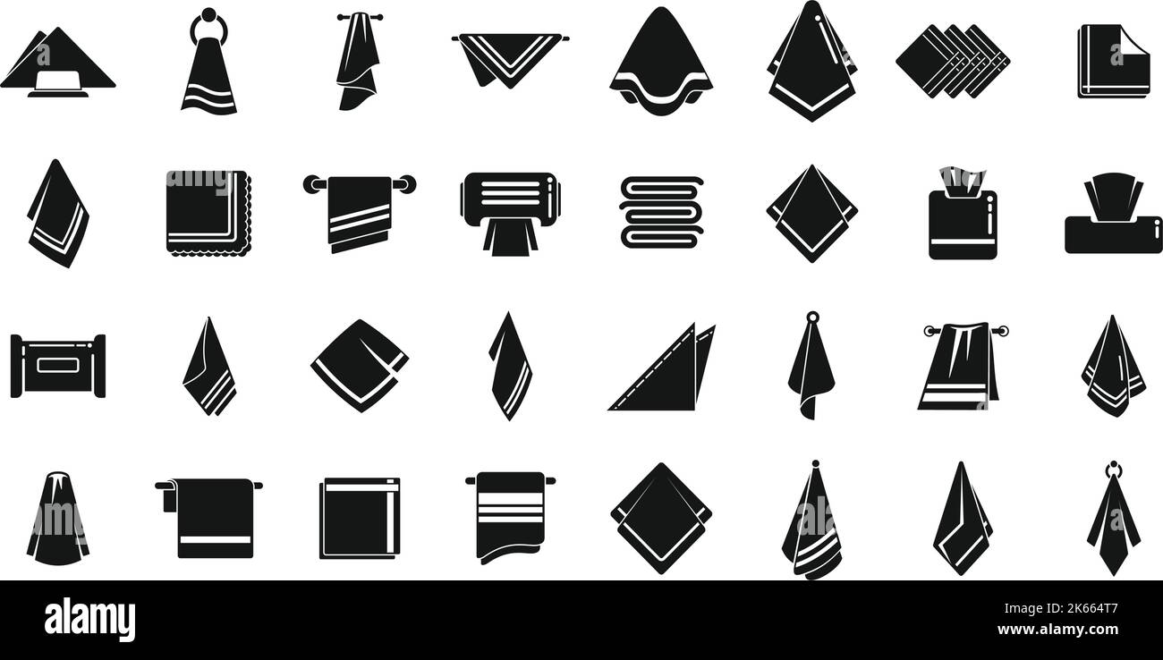 Handkerchief icons set simple vector. Folded napkin. Paper tissue Stock ...