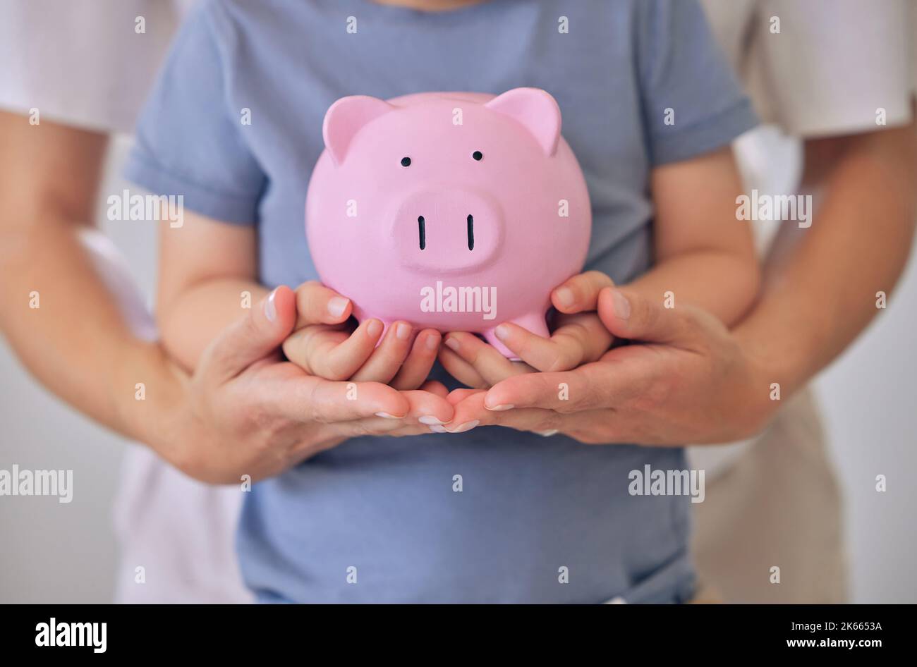 Family, children, money, investments and people concept - close up of ...