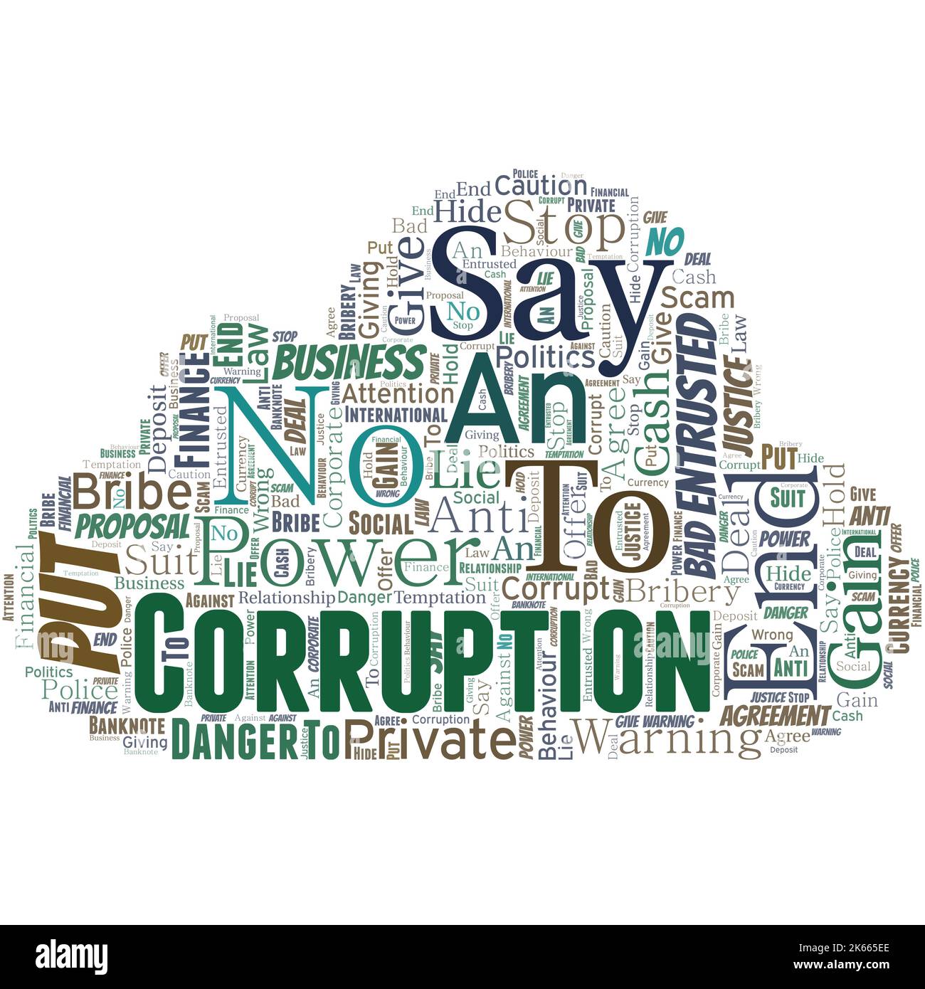 Big word cloud in the shape of cloud with words say no to corruption ...