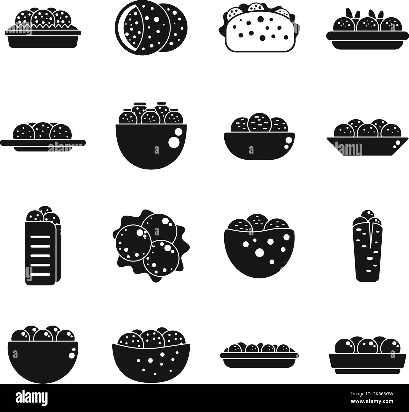 Falafel icons set simple vector. Pita food. Arab ball Stock Vector ...