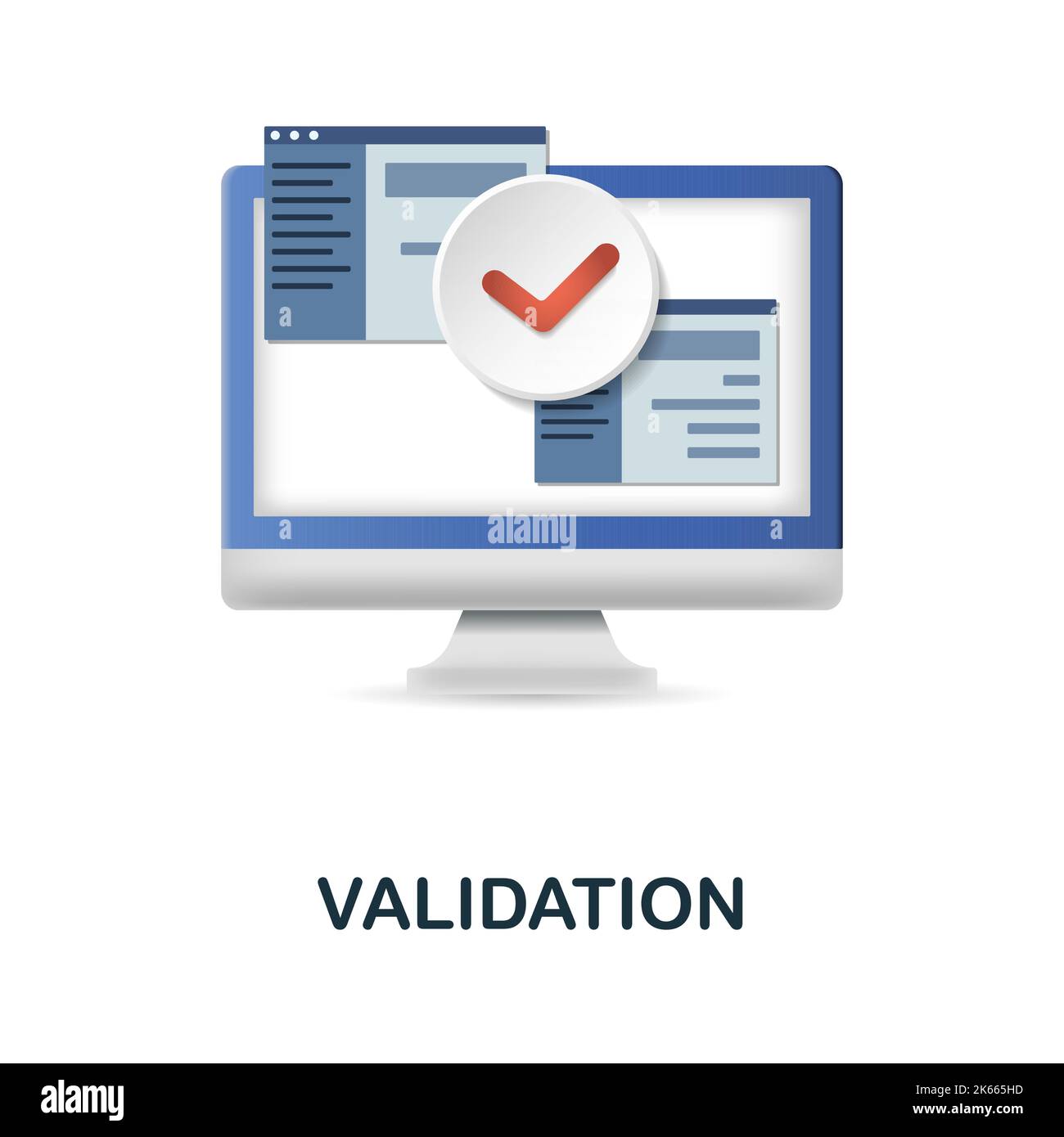 Validation icon. 3d illustration from web development collection ...