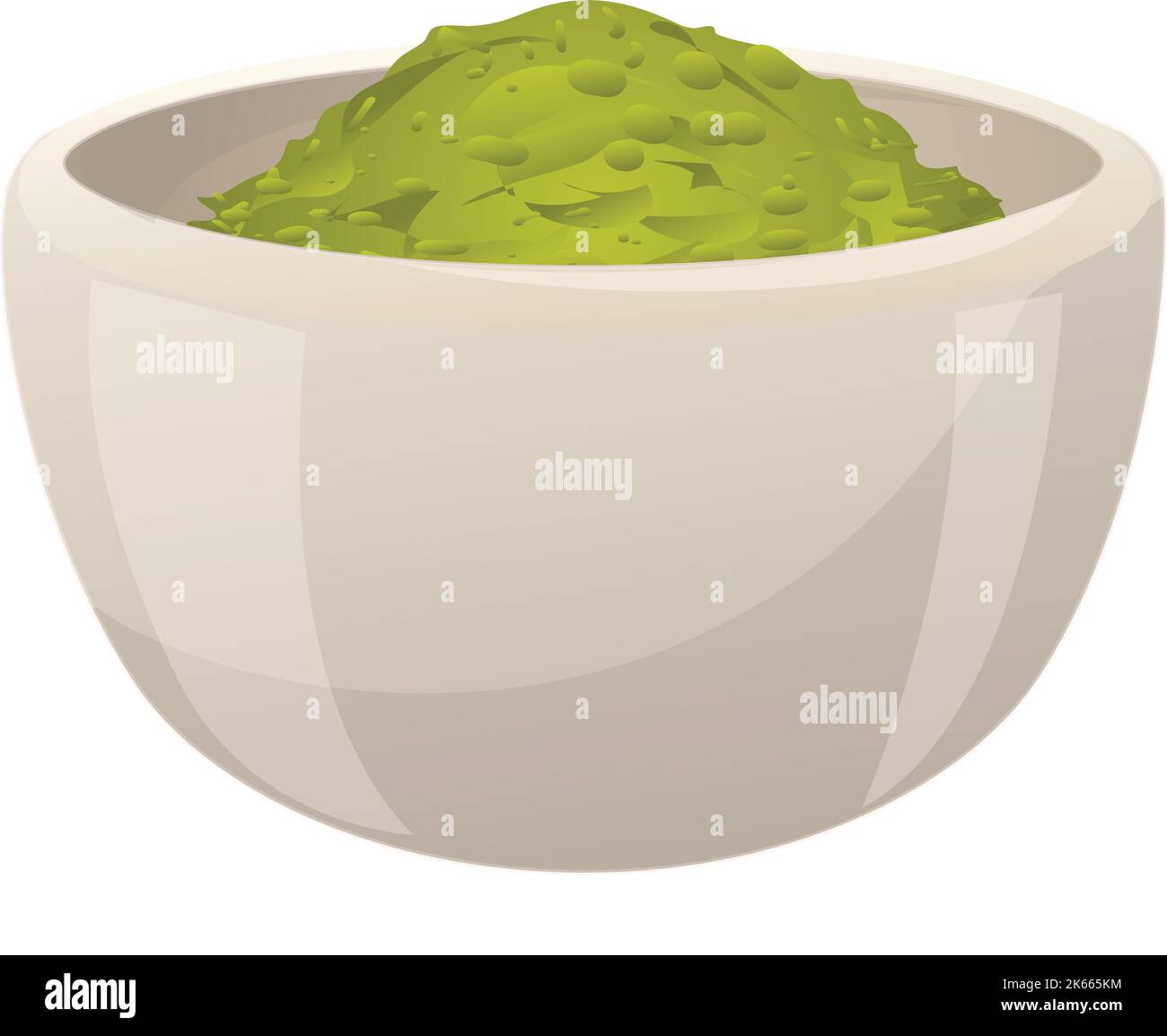 Matcha tea powder bowl icon cartoon vector. Green drink. Pile herb ...