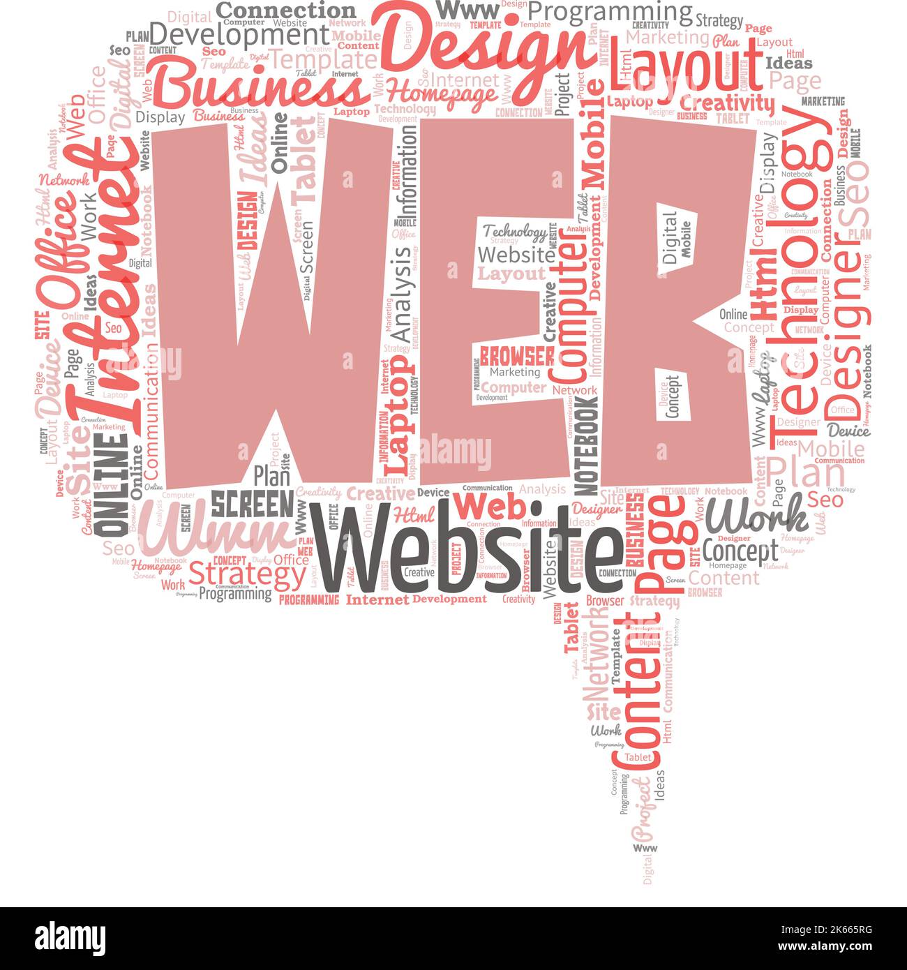 Big word cloud in the shape of speech bubble with word WEB. A system of ...