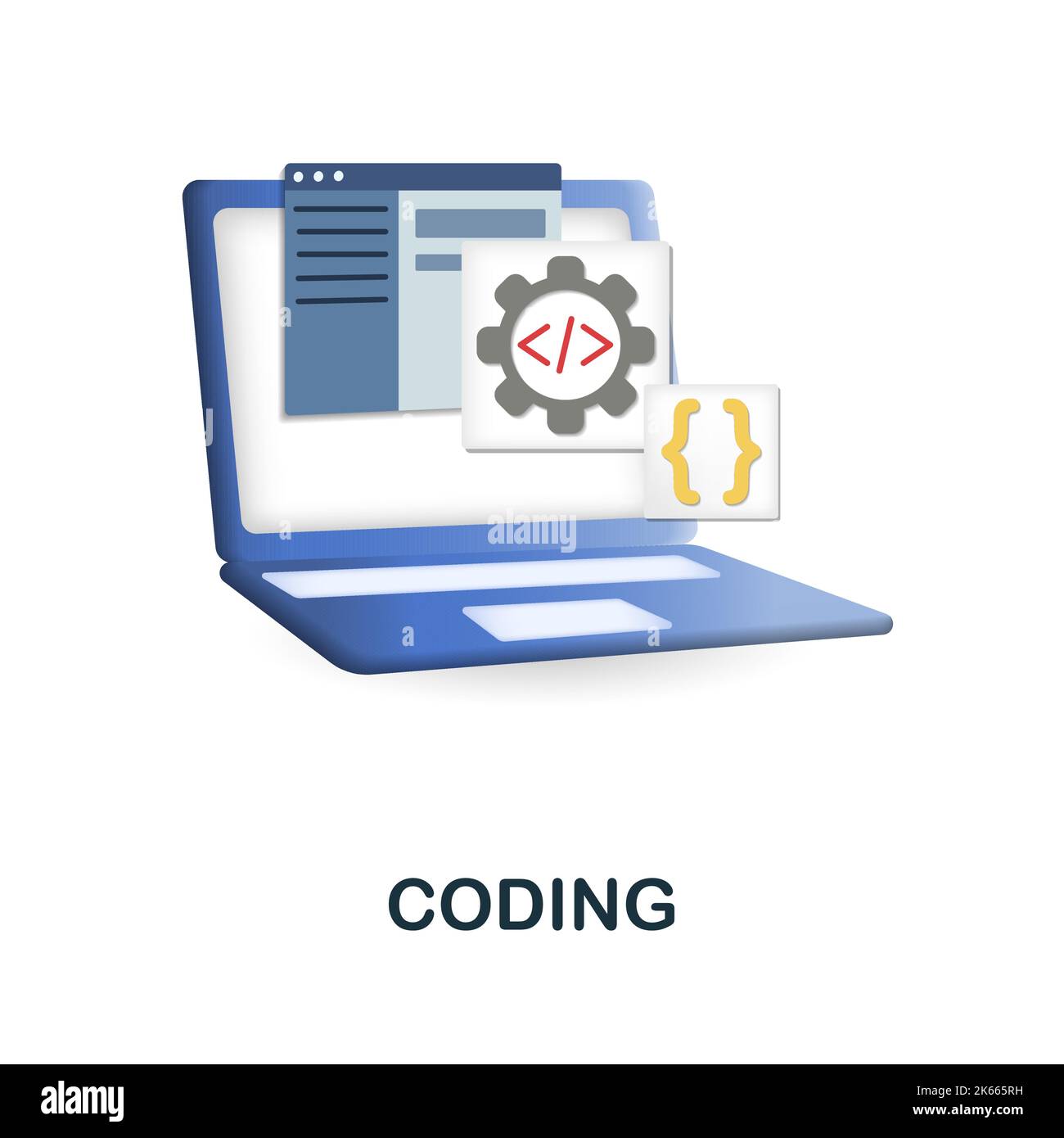 Coding icon. 3d illustration from web development collection. Creative Coding 3d icon for web ...