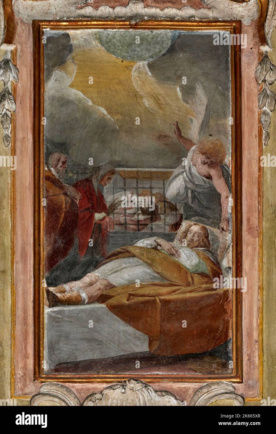 San Rocco in carcere confortato dall’ angelo - affresco - Pier ...