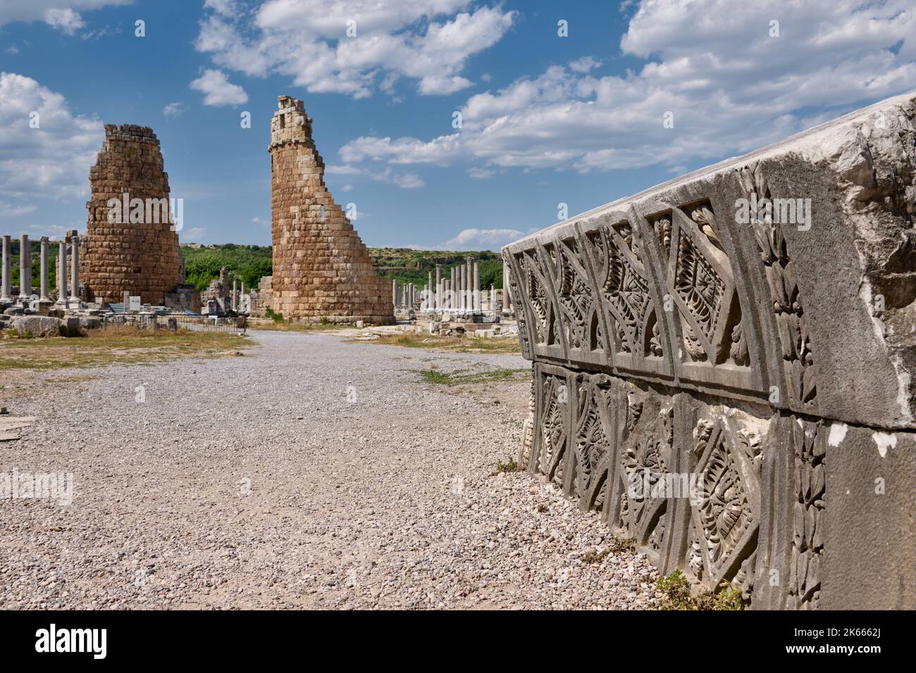 Hellenistic Gate of Perge, ruins of the Roman city of Perge, Antalya ...