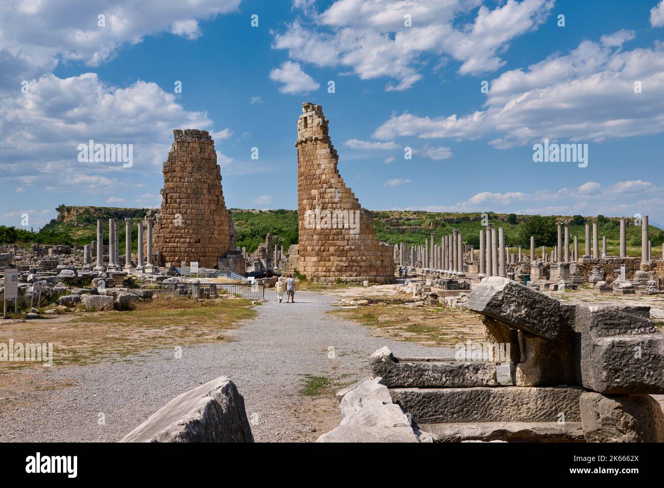 Hellenistic Gate of Perge, ruins of the Roman city of Perge, Antalya ...