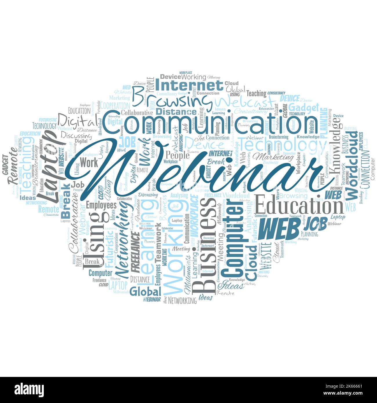 Big word cloud in the shape of UFO with word webinar. Defined as ...