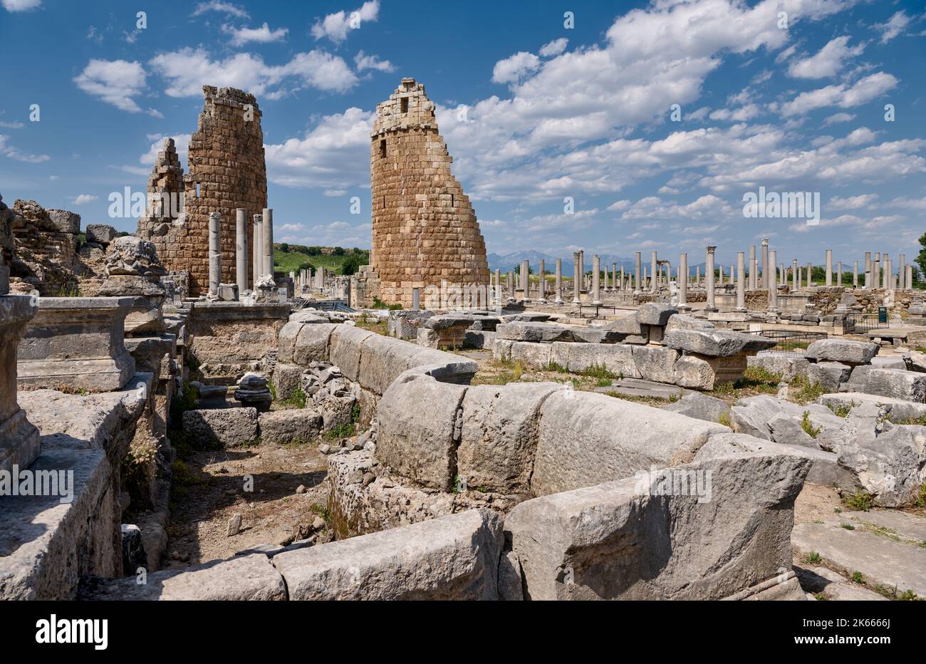 Hellenistic Gate of Perge, ruins of the Roman city of Perge, Antalya ...