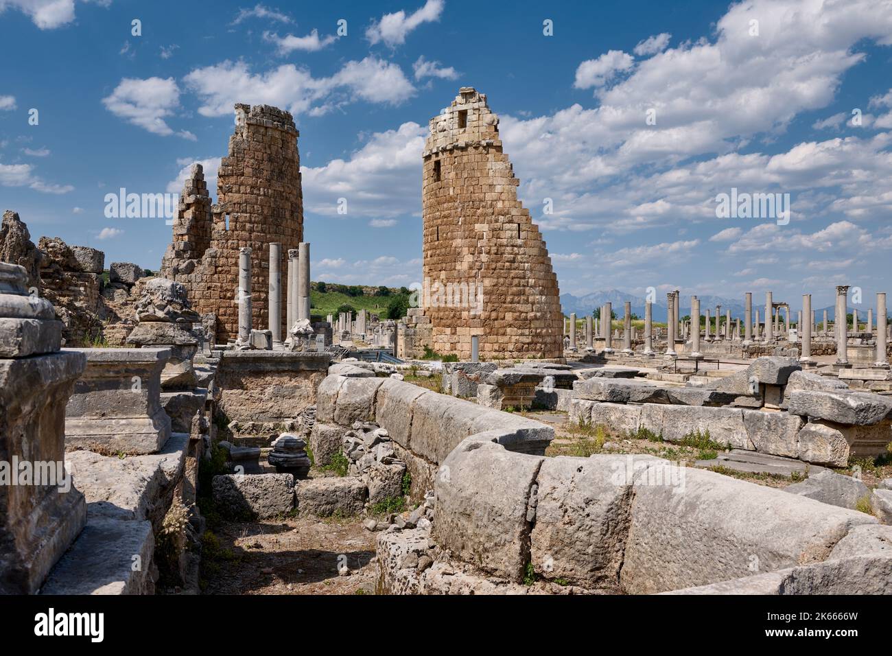 Hellenistic Gate of Perge, ruins of the Roman city of Perge, Antalya ...