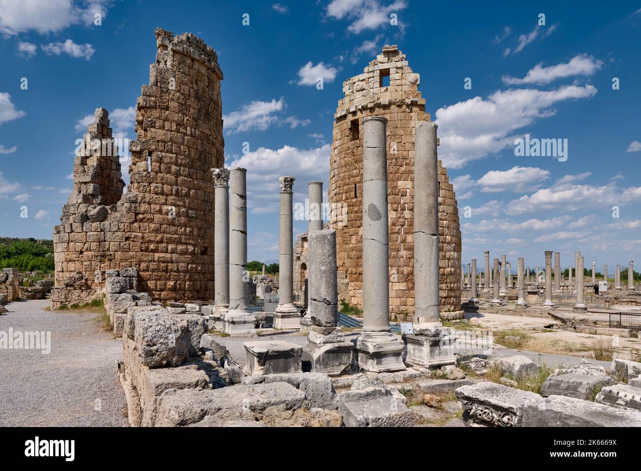 Hellenistic Gate of Perge, ruins of the Roman city of Perge, Antalya ...