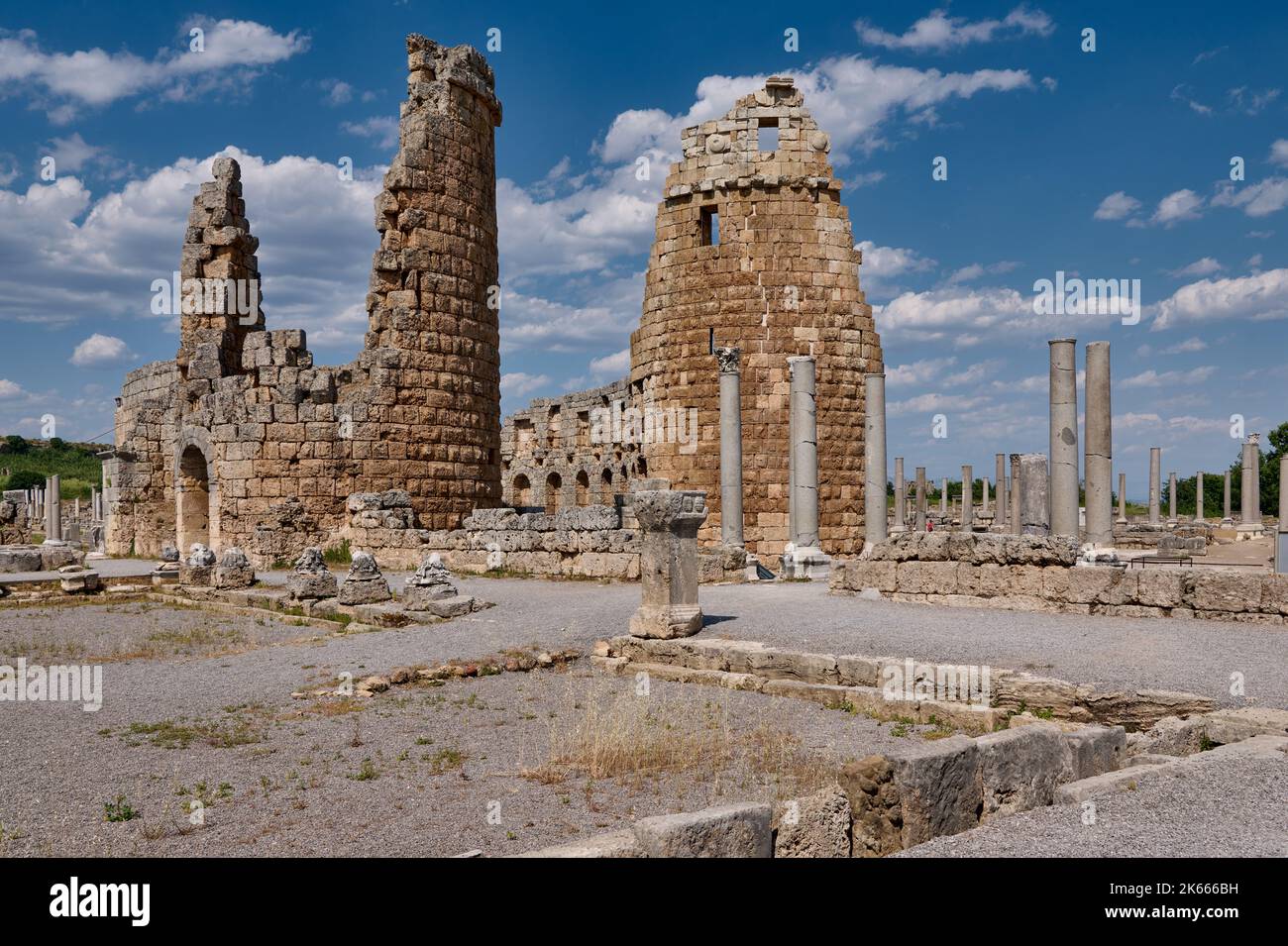 Hellenistic Gate of Perge, ruins of the Roman city of Perge, Antalya ...
