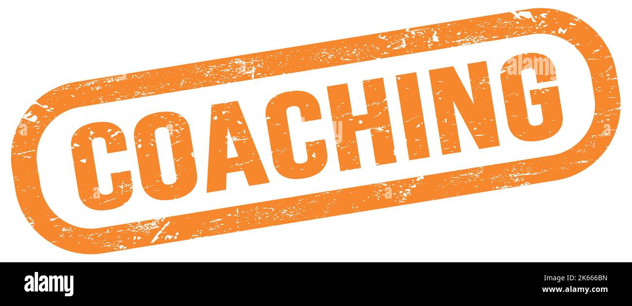 COACHING, text on orange rectangle stamp sign Stock Photo - Alamy