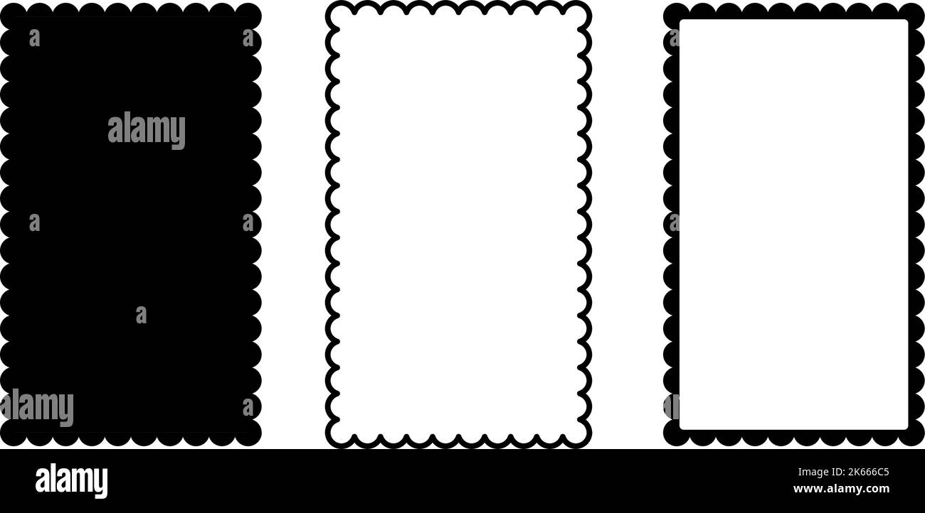 Square scalloped frame. Scalloped edge rectangle shape. Simple label ...