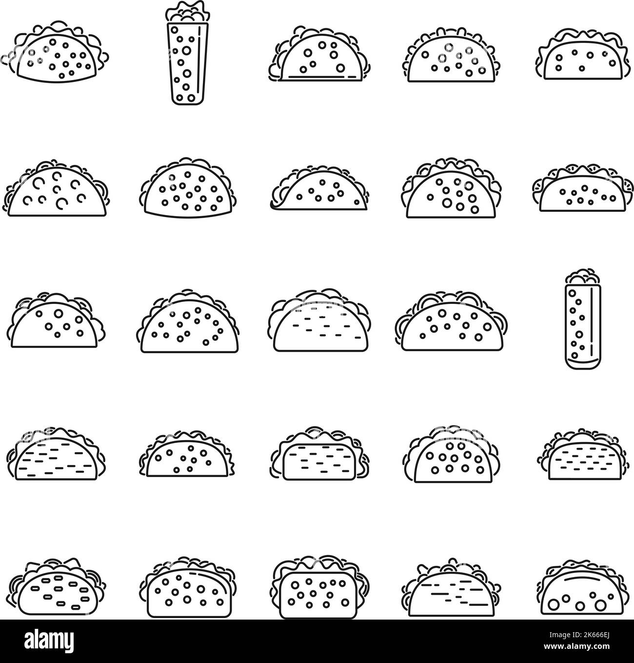 Tacos icons set outline vector. Food menu. Mexican beef Stock Vector ...