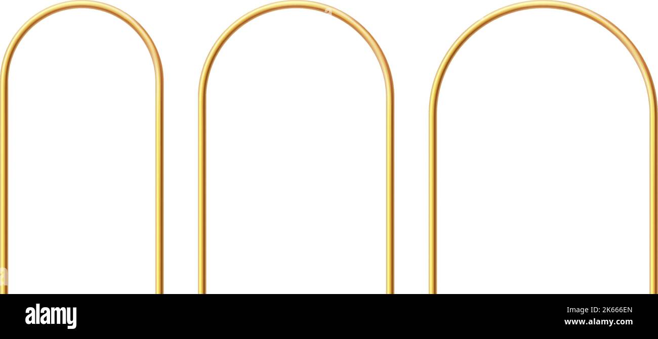 Golden realistic arch. Gold 3d arch frame. Shiny doorway. Blank portal ...