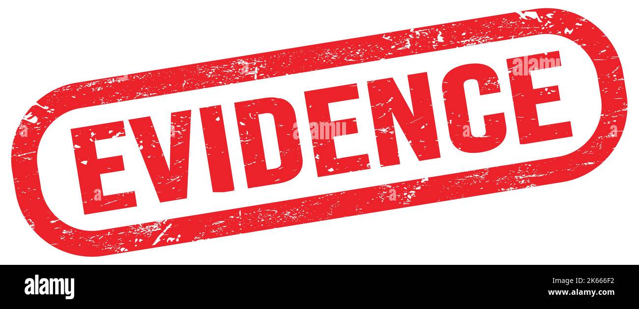 EVIDENCE, text on red rectangle stamp sign Stock Photo - Alamy