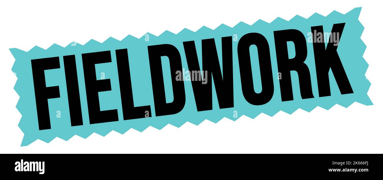 FIELDWORK text written on blue-black zig-zag stamp sign Stock Photo - Alamy