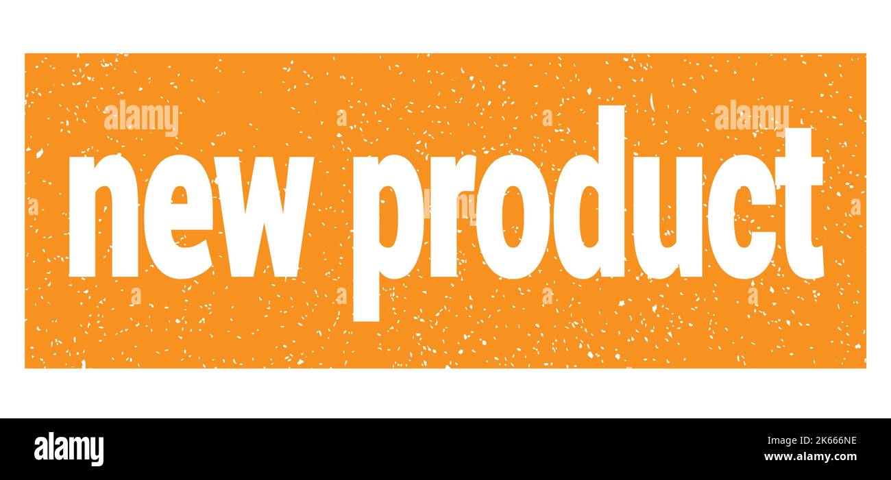 new product text written on orange grungy stamp sign Stock Photo - Alamy
