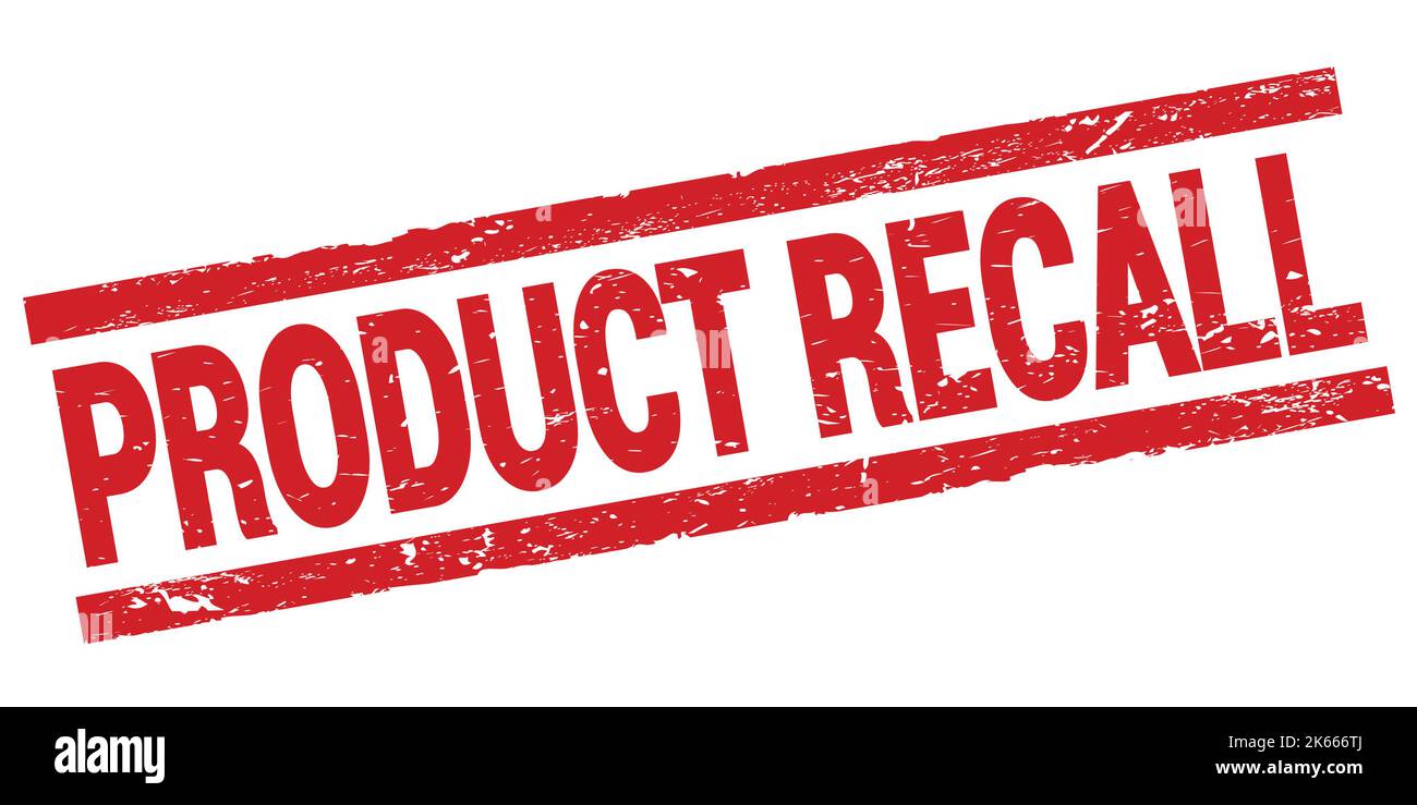 PRODUCT RECALL text written on red rectangle stamp sign Stock Photo - Alamy