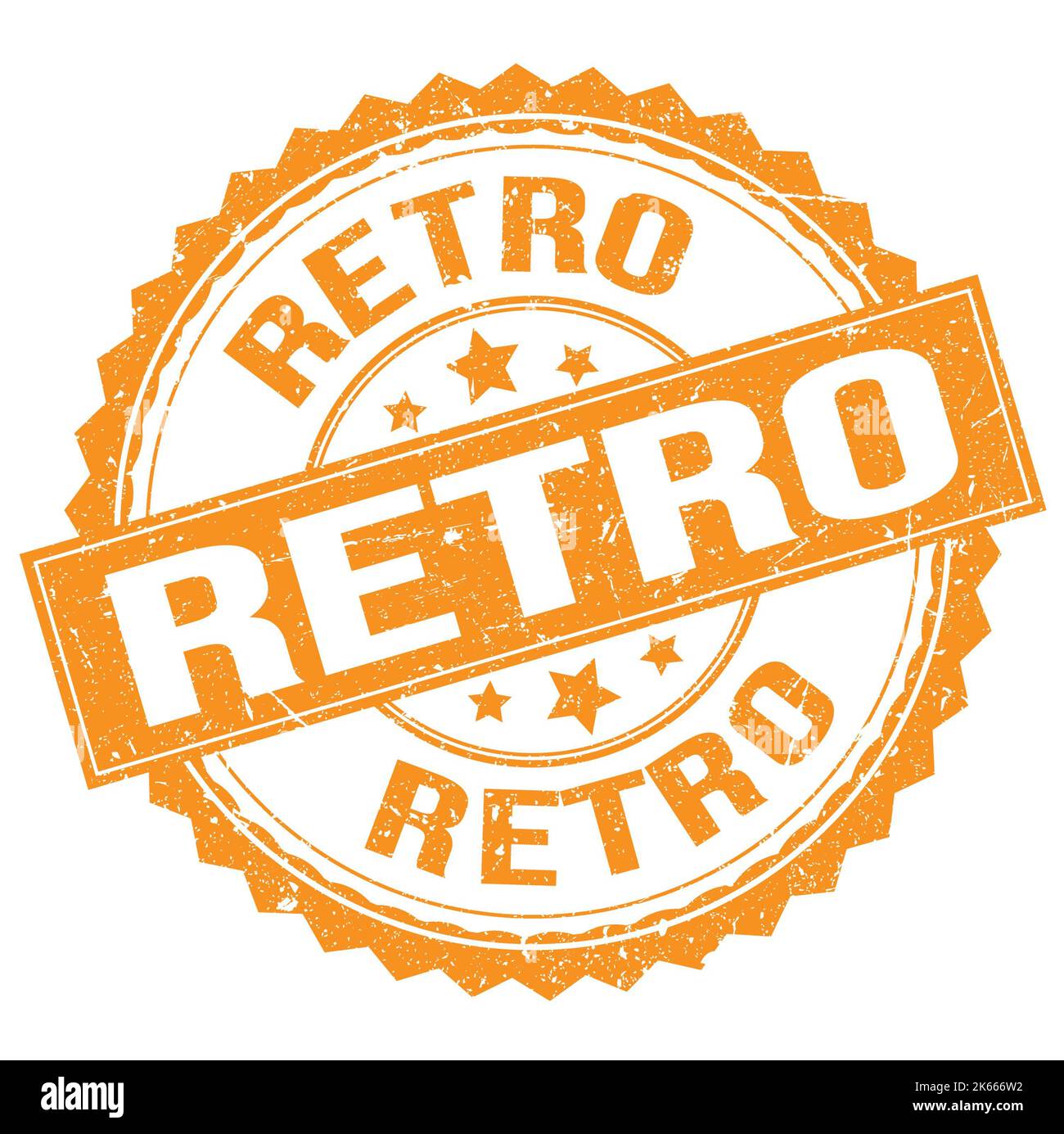 RETRO text written on orange round stamp sign Stock Photo - Alamy