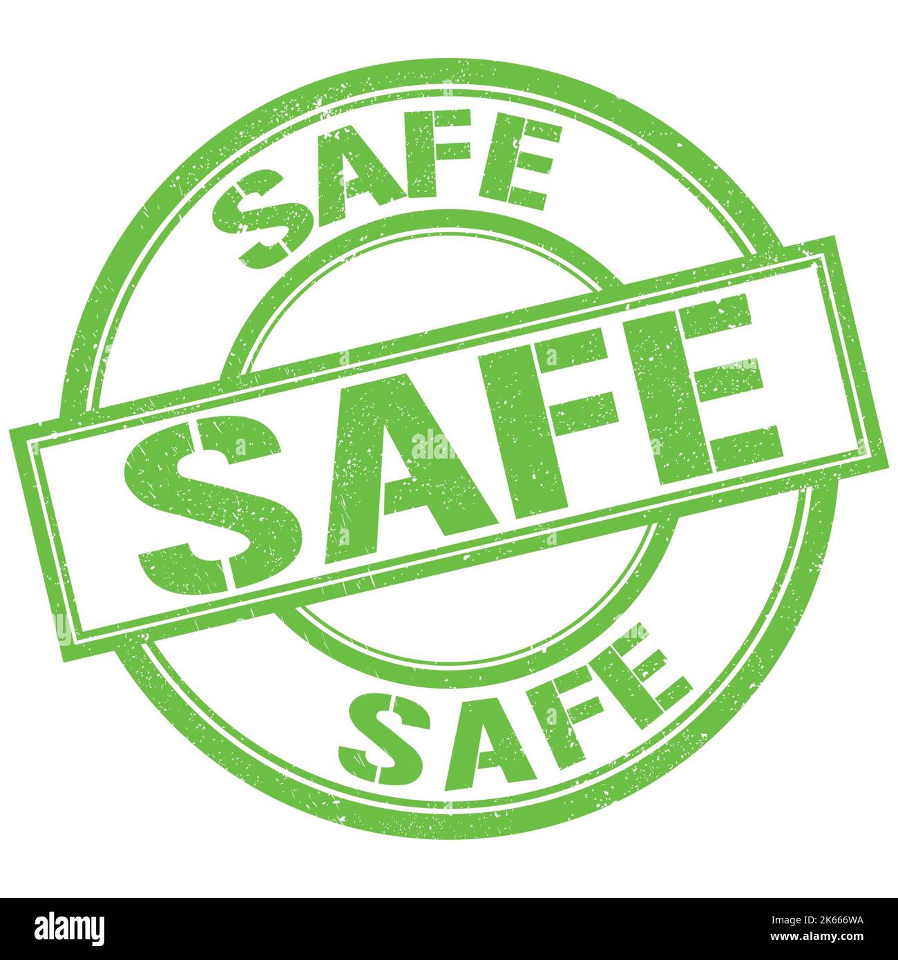 SAFE text written on green round stamp sign Stock Photo - Alamy
