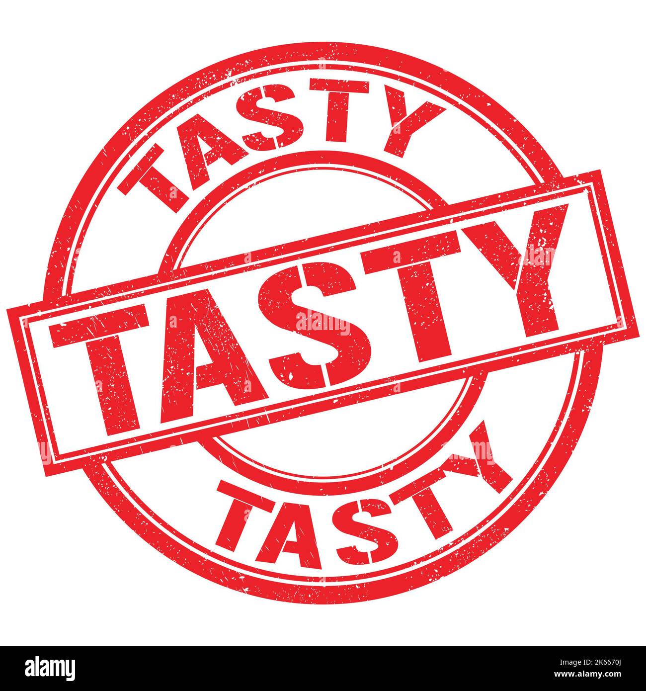 TASTY text written on red round stamp sign Stock Photo - Alamy