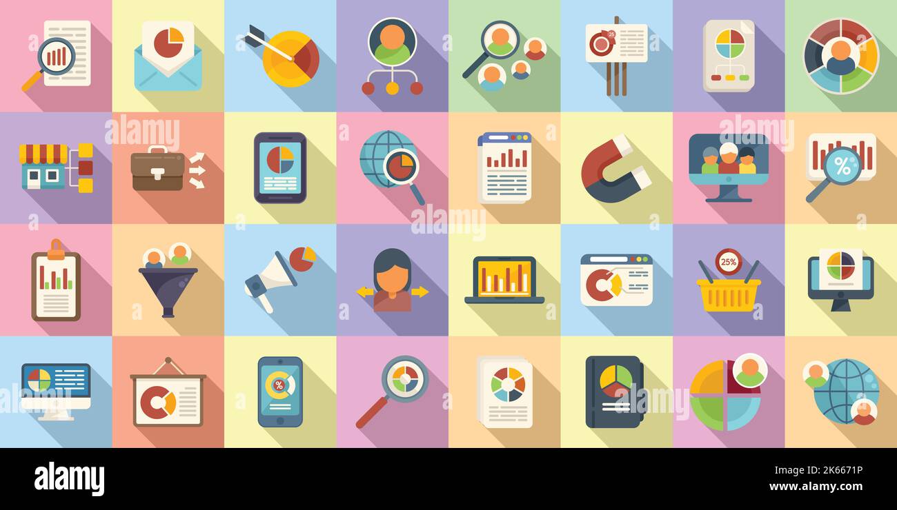 Market Segmentation Icons Set Flat Vector Customer Audience Client Business Stock Vector Image