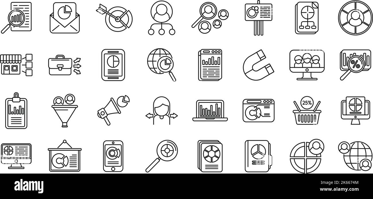 Market Segmentation Icons Set Outline Vector Customer Audience Client Business Stock Vector