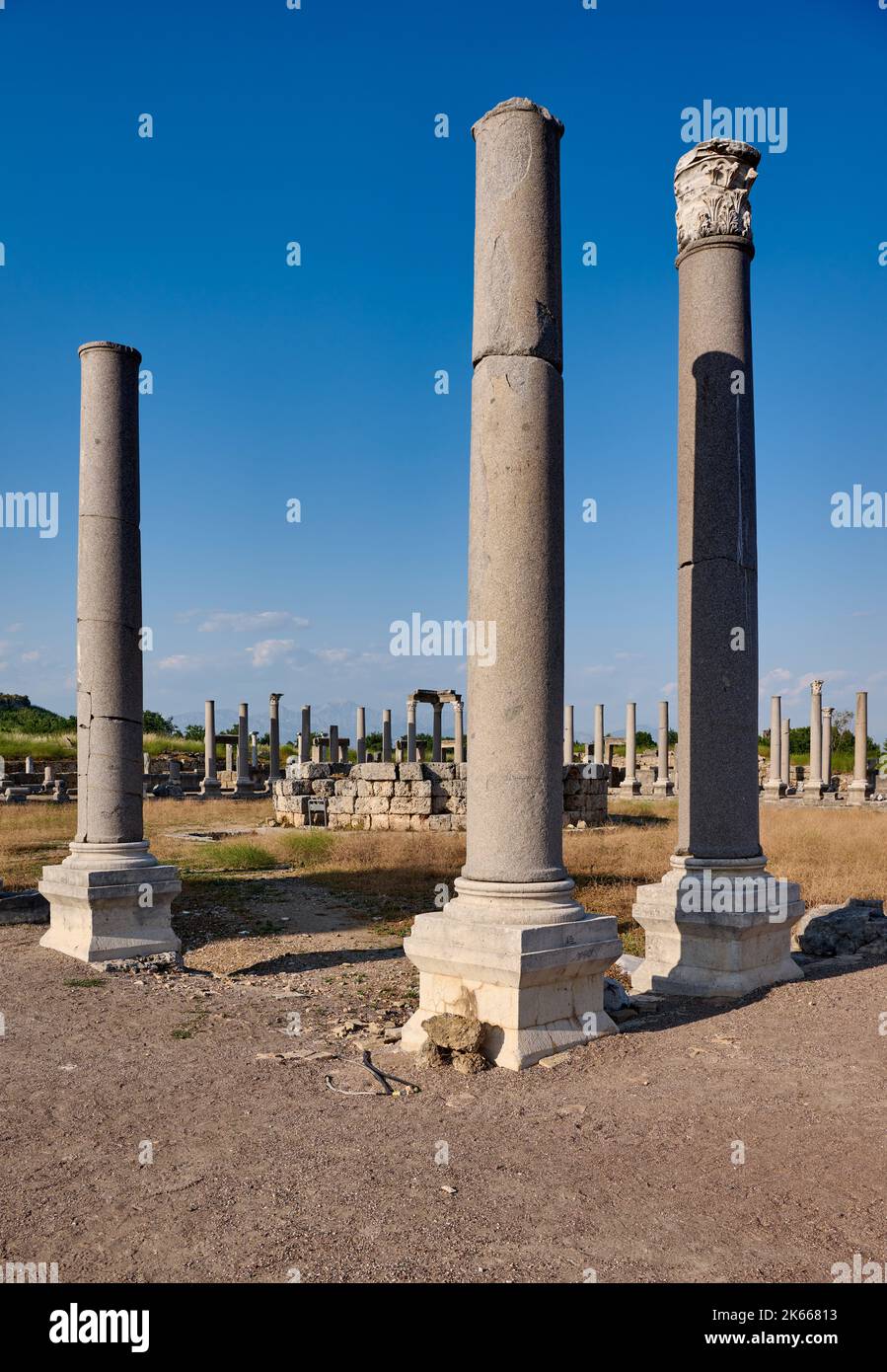 Agora of Perge, ruins of the Roman city of Perge, Antalya, Turkey Stock ...