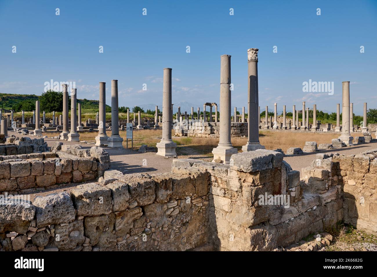 Agora of Perge, ruins of the Roman city of Perge, Antalya, Turkey Stock ...