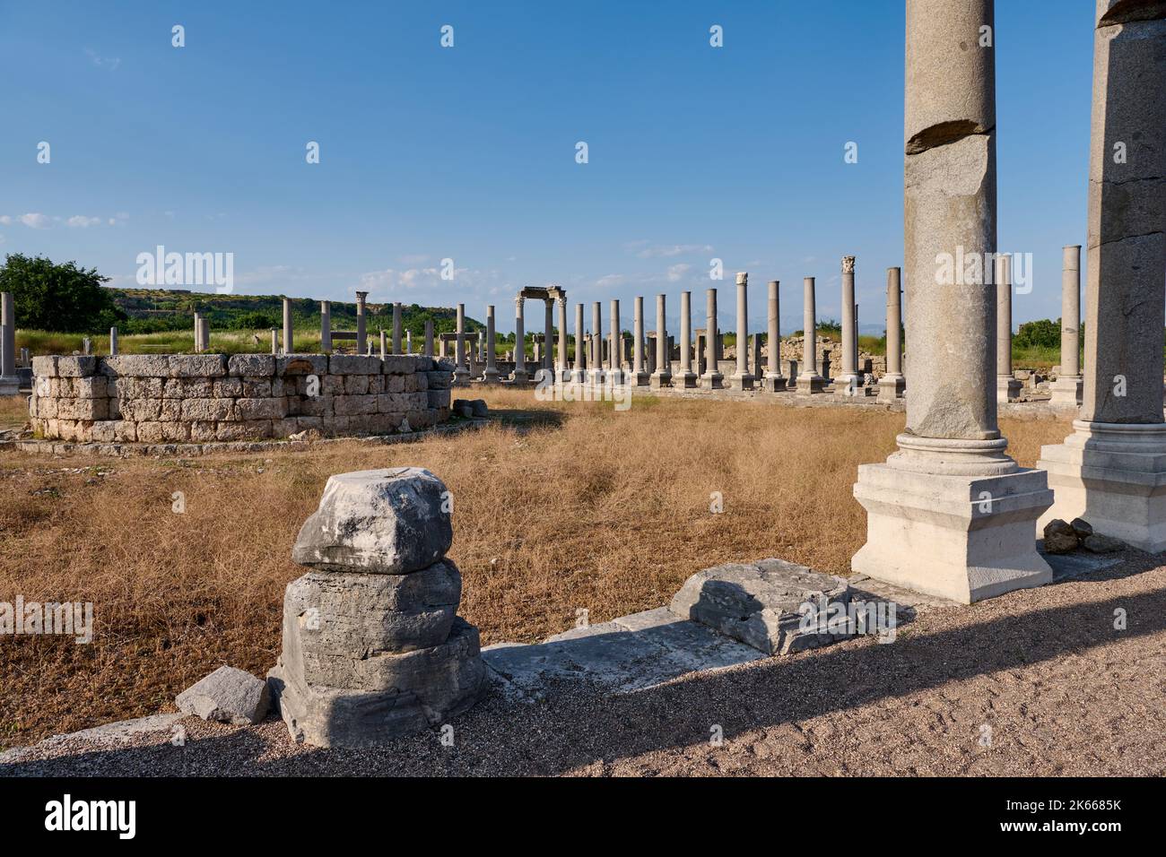 Agora of Perge, ruins of the Roman city of Perge, Antalya, Turkey Stock ...