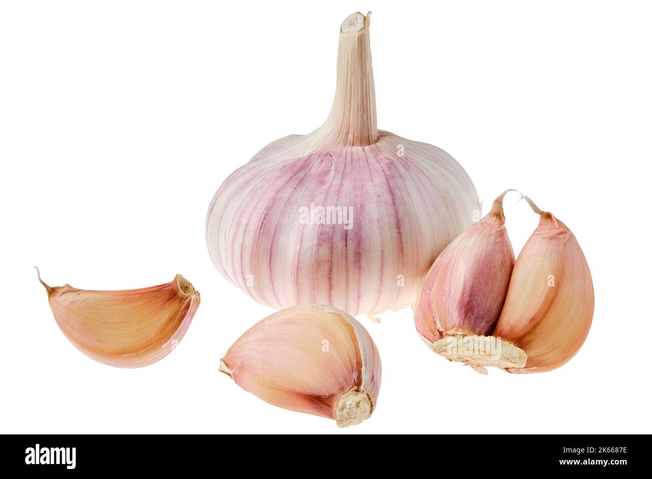 Fresh garlic with segments isolated on white background Stock Photo - Alamy