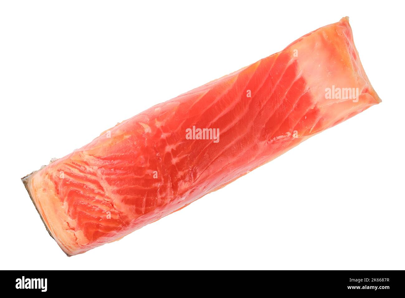 Top view of slice of salted salmon fillet isolated on white Stock Photo ...
