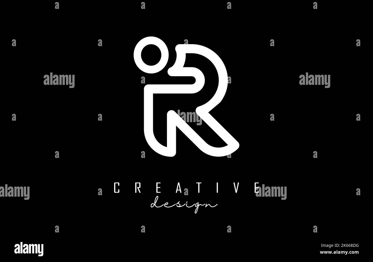 Outline white letter R logo with a minimalist and gradient design ...