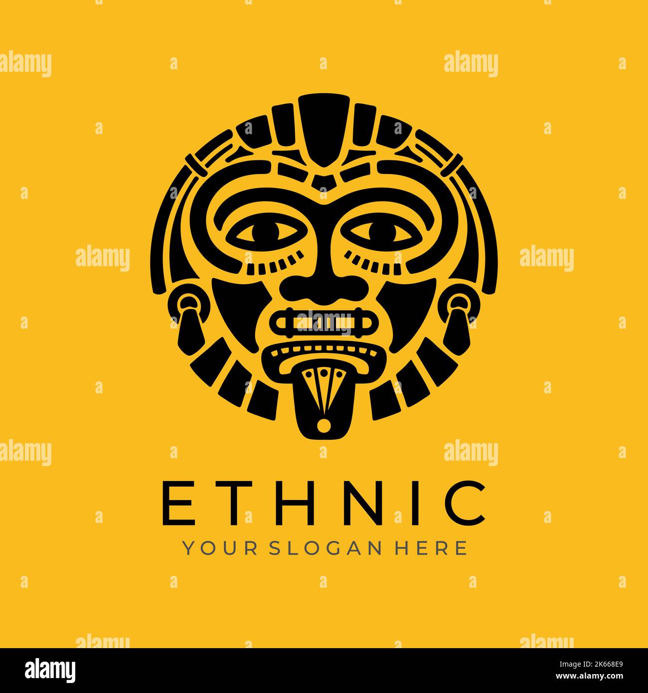Ethnic mask logo. Aztec and Mayan mask logo for business. Cultural ...