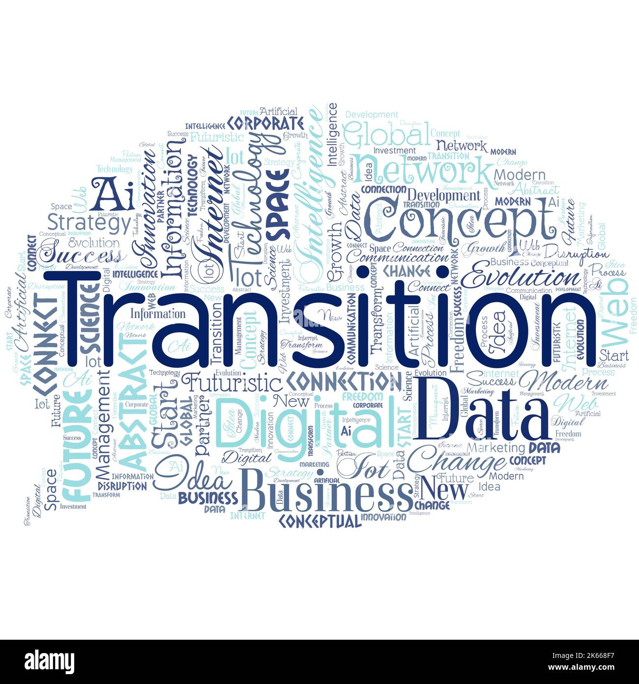 Big word cloud in the shape of dialog box with word transition ...