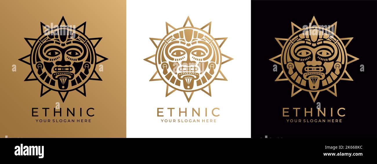 Ethnic mask logo. Aztec and Mayan mask logo for business. Cultural ...