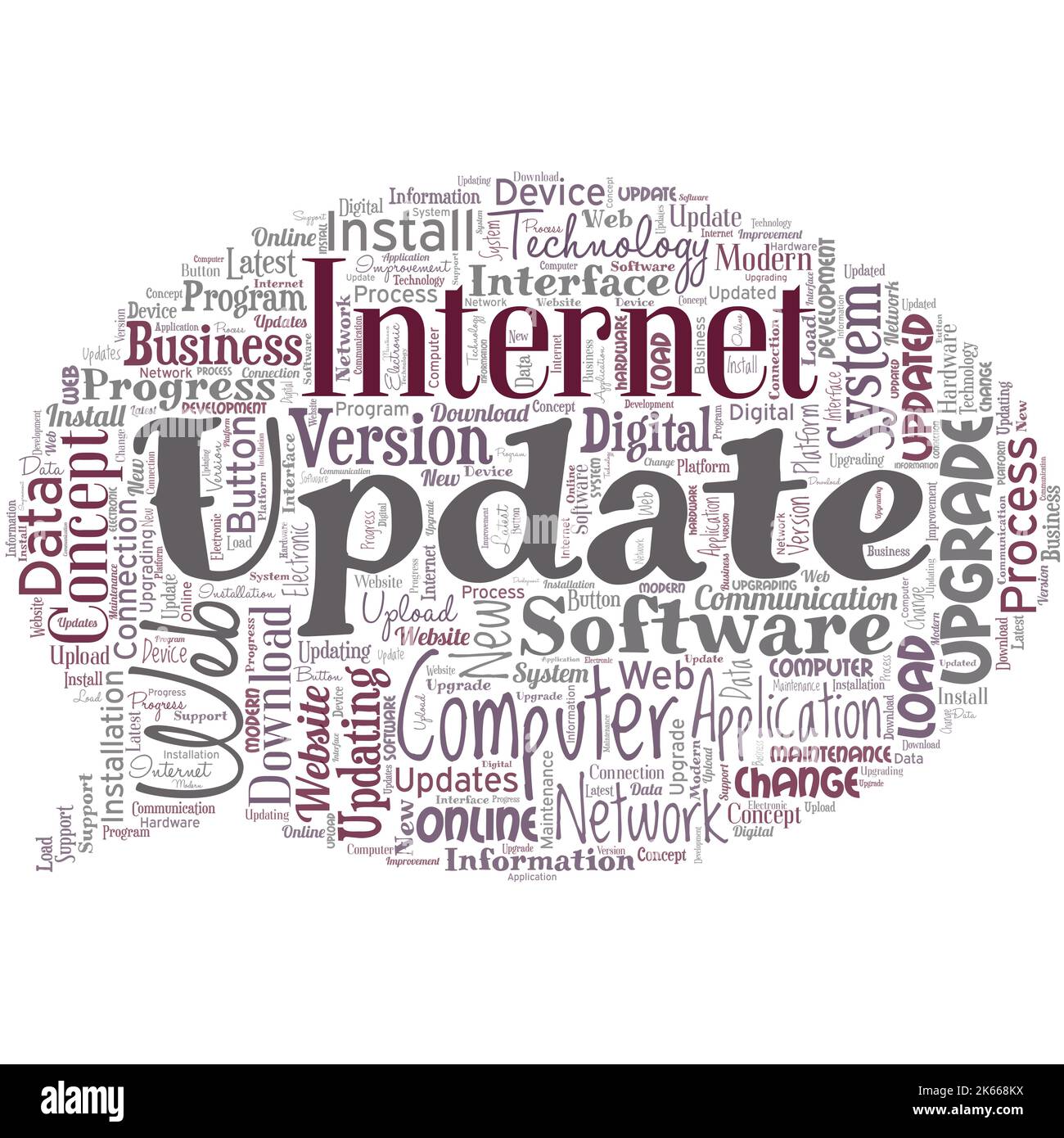 Big word cloud in the shape of speech bubble with word update. Make ...