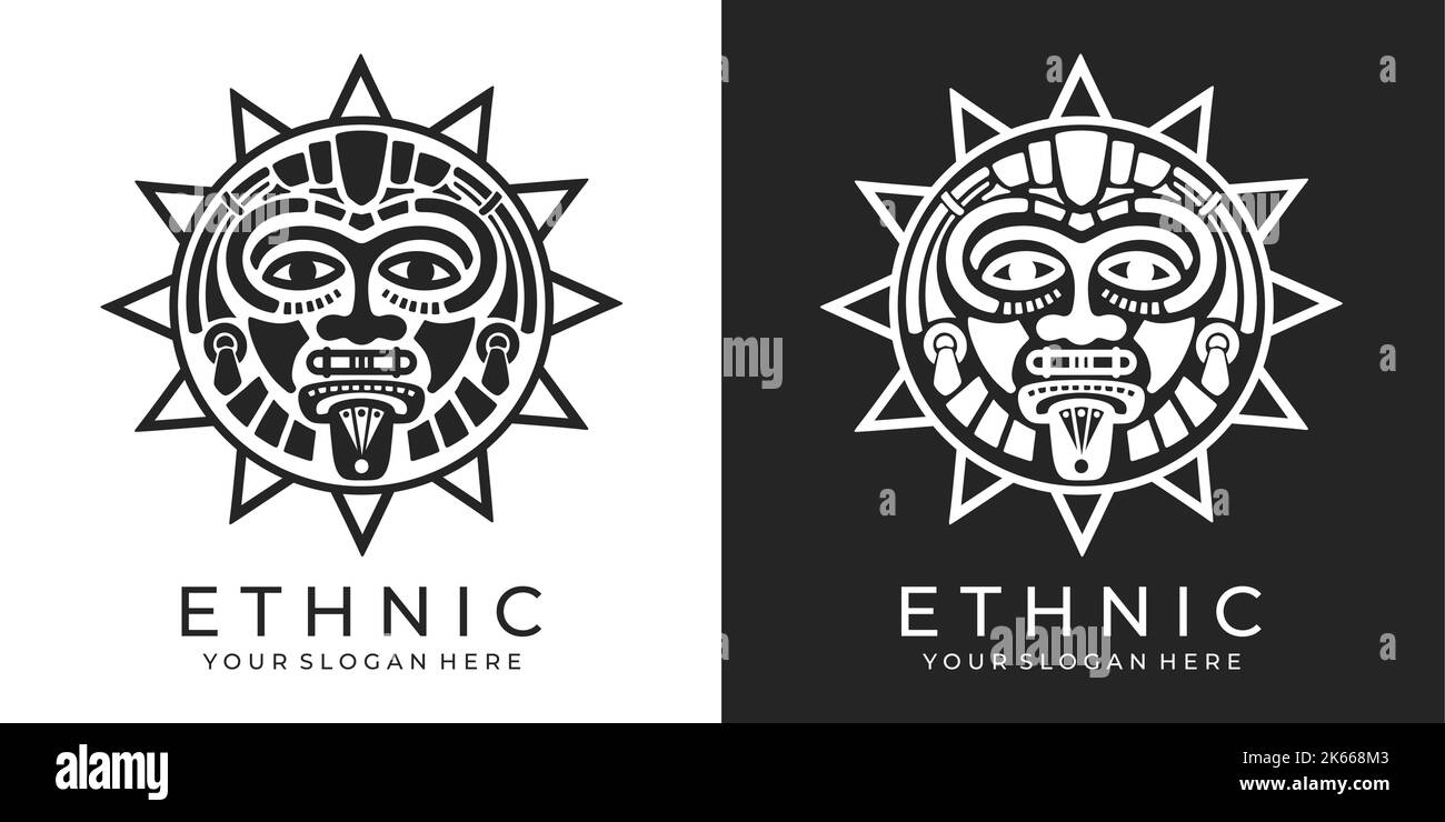 Ethnic mask logo. Aztec and Mayan mask logo for business. Cultural ...