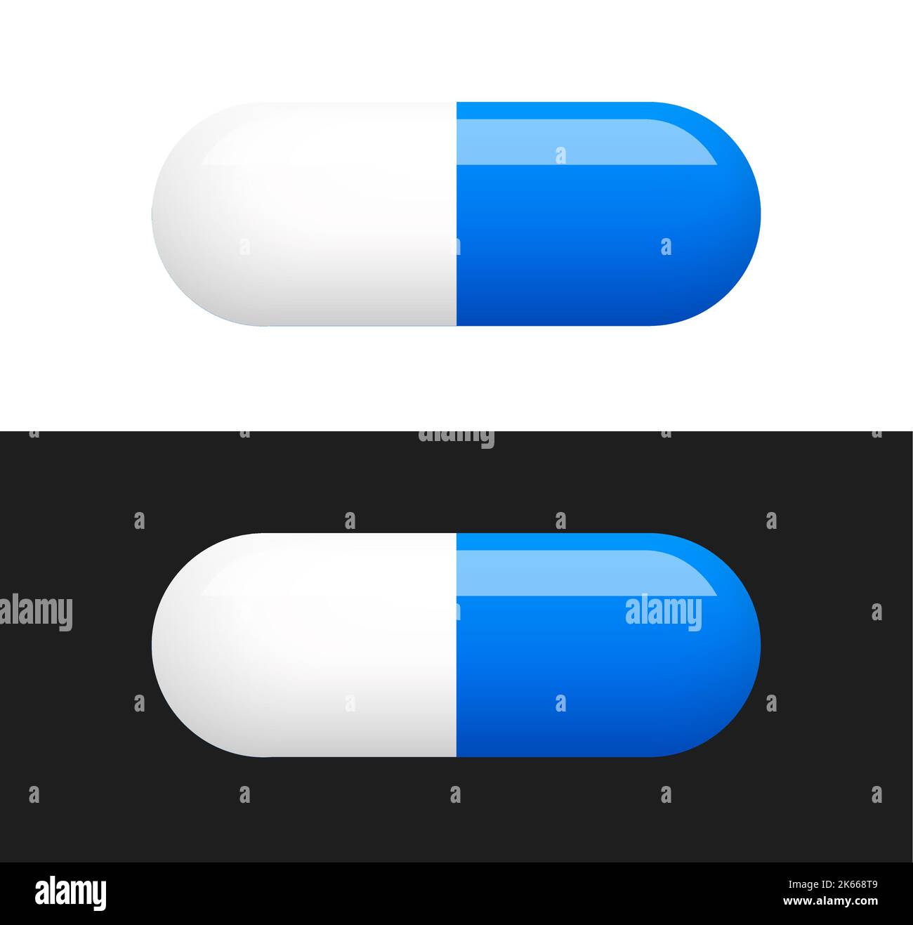 Blue Capsule Pill sign, pharmacy symbol in flat style - Vector icon set ...