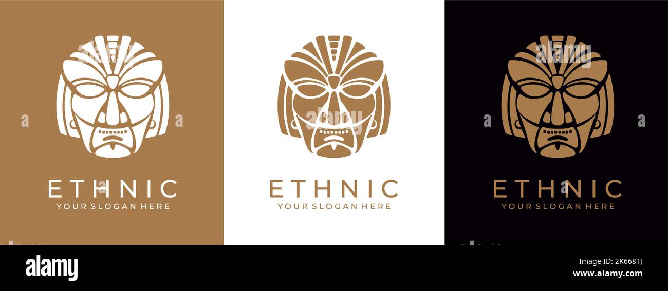 Ethnic mask logo. Aztec and Mayan mask logo for business. Cultural ...