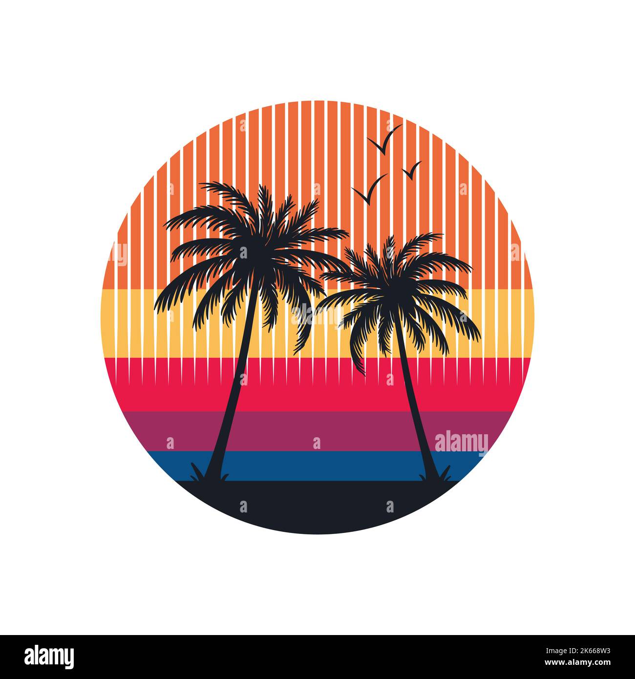 Ocean and beach panoramic landscape. Summer time design artwork ...