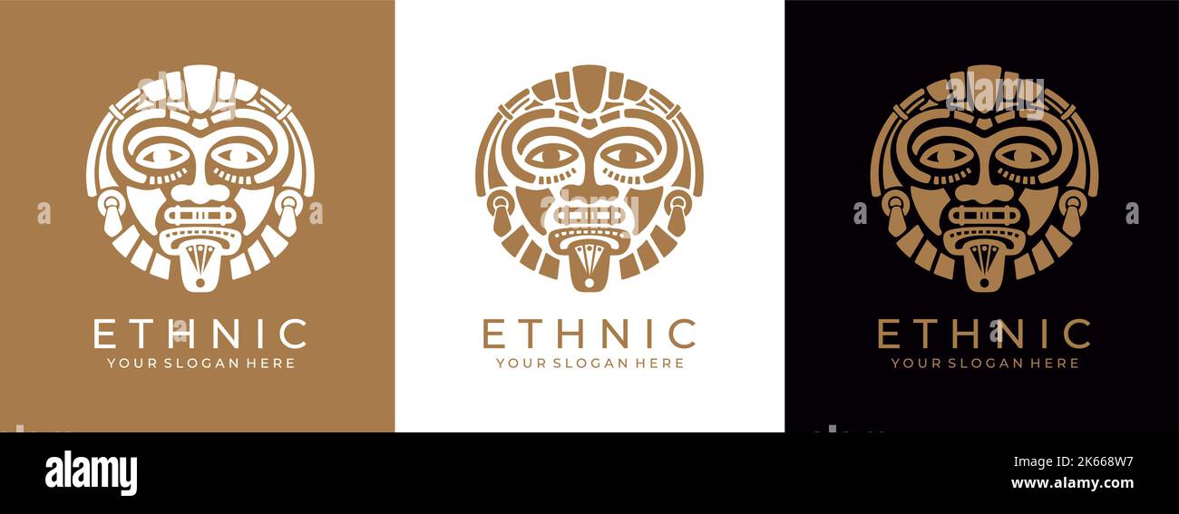 Ethnic mask logo. Aztec and Mayan mask logo for business. Cultural ...