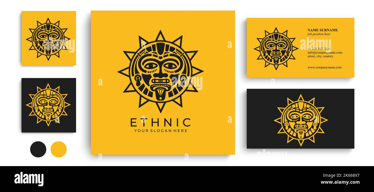 Ethnic mask logo. Aztec and Mayan mask logo for business. Cultural ...