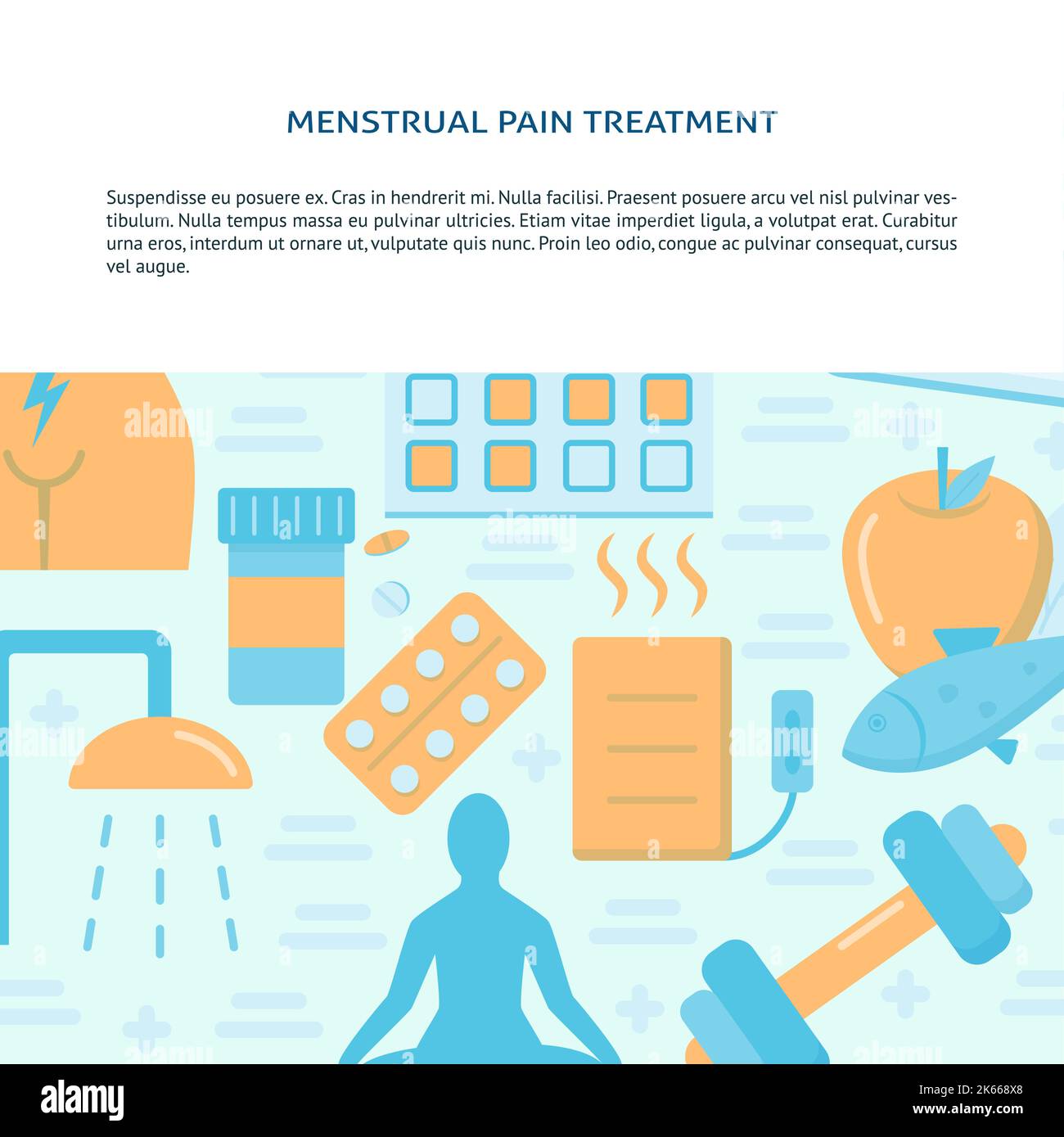 Menstrual pain treatment banner template in flat style. Menstruation ...