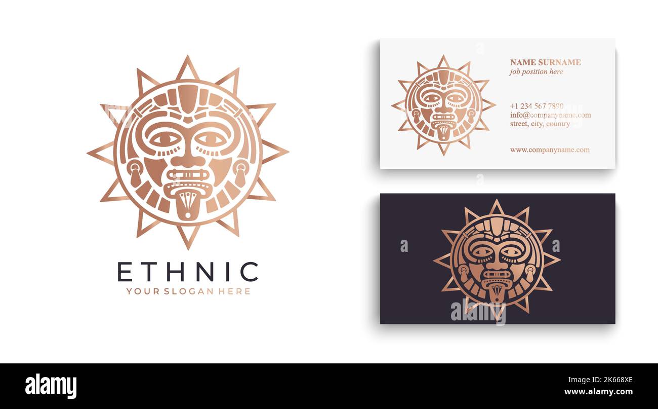 Ethnic mask logo. Aztec and Mayan mask logo for business. Cultural ...