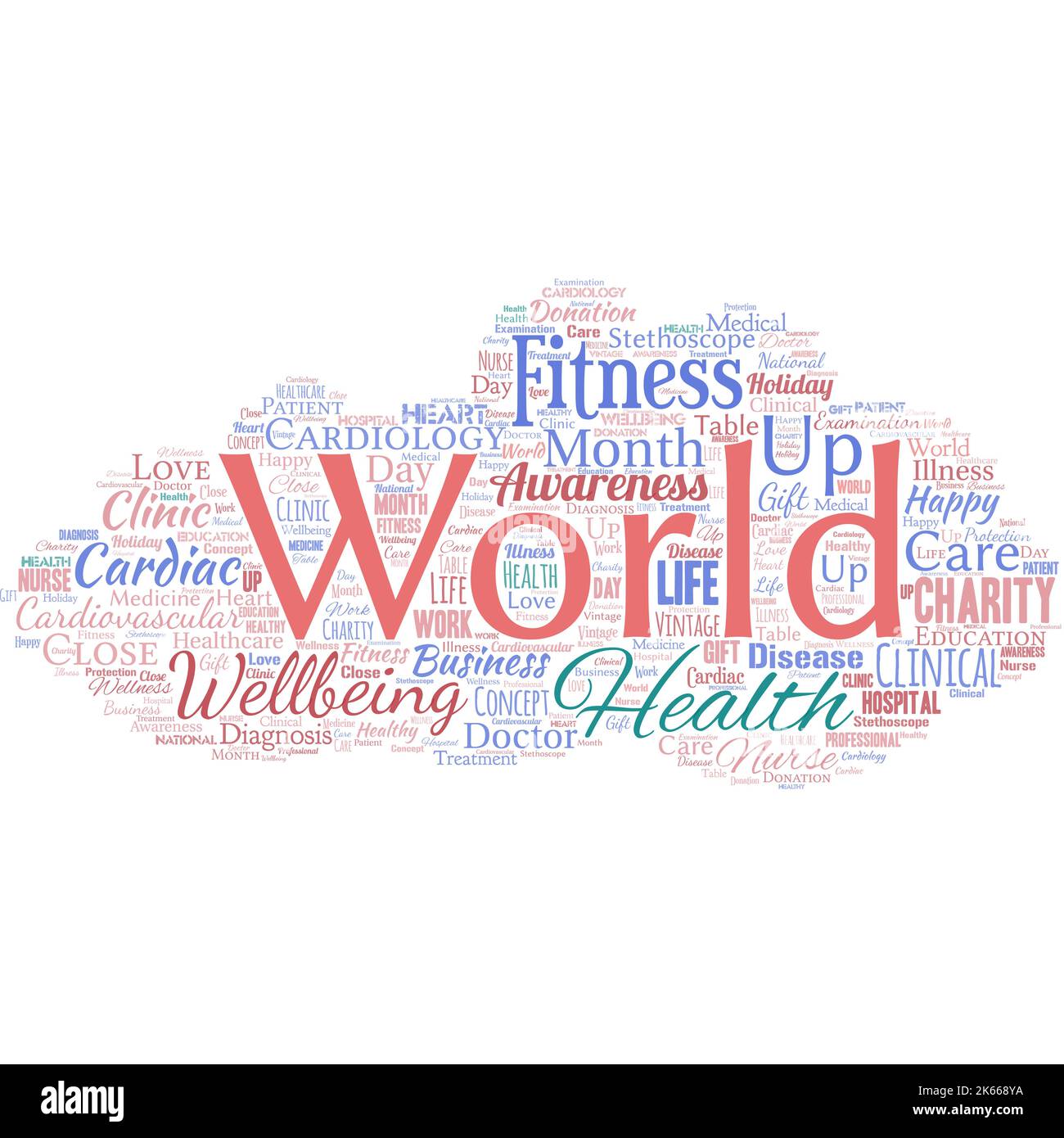 Big word cloud in the shape of UFO with words world health. World day ...